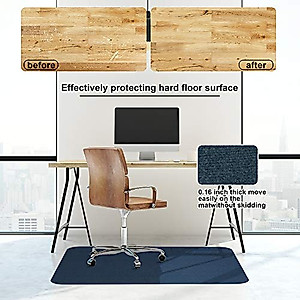 DRPORONYN Office Hard Floor Chair Mats, Hardwood Tile Floor Carpet Desk Protector Mat Without Curling,Scratch for Rolling Chair Computer Desks (Dark Blue, 48" x 36")