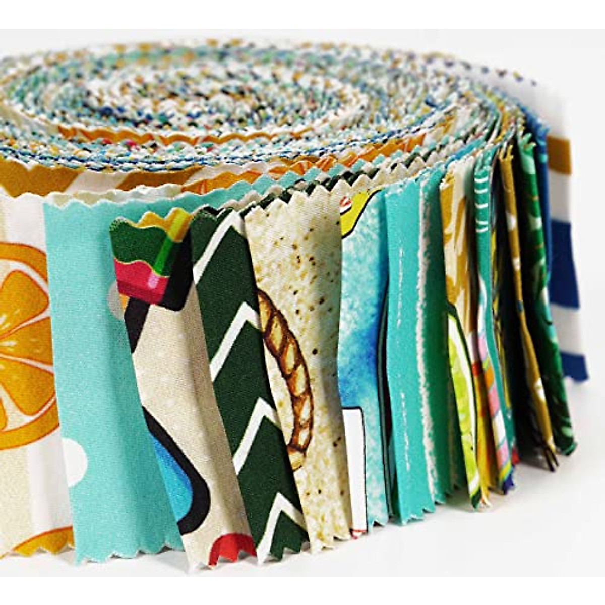 Soimoi 40Pcs Summer Print Cotton Precut Fabrics for Quilting Craft Strips 2.5x42inches Jelly Roll - Multicolor