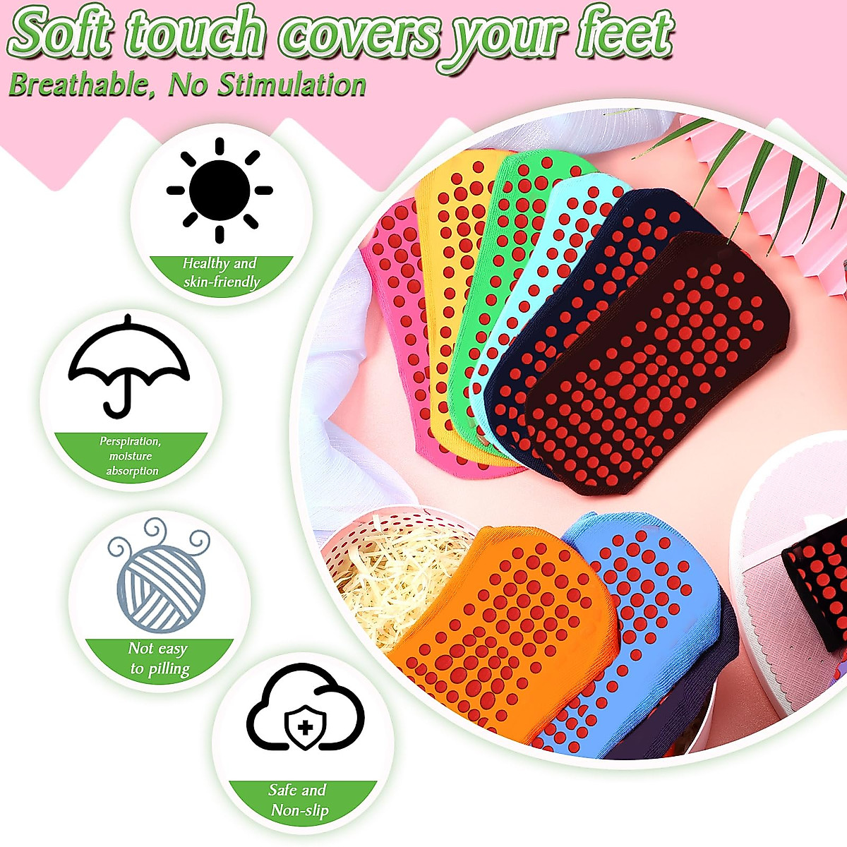 Geyoga 12 Pairs Non Slip Socks Women Yoga Socks with Grips Pilates Socks Hospital Anti Slip Gripper Ballet Fitness Socks(Bright Color)