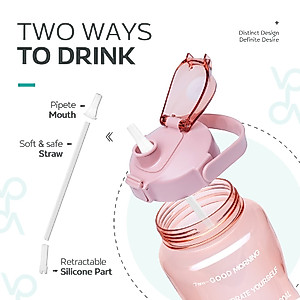 Venture Pal Large Half Gallon/64oz Motivational Water Bottle with Time Marker & Straw,Leakproof Tritan BPA Free Water Jug,Ensure You Drink Enough Water Daily for Fitness,Gym,Sports-Light Pink