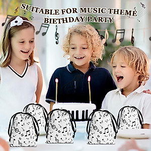 Wesnoy 24 Pcs Music Notes Gift Bags Musical Note Drawstring Treat Bag Music Decorations Musical Party Favor Bags for Musician Gifts Social Media Music Party Supplies (Black on the White,5 x 7)