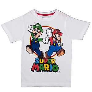 Nintendo Super Mario Bros. Boys Mario Kart & Friends Graphic Short Sleeve T-Shirts, (8, Blue) 2Pack