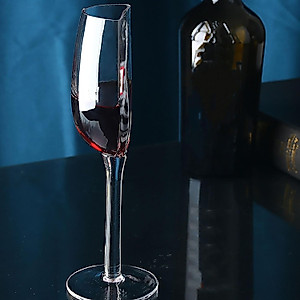 Half Crystal Glass Cups, Novelty Funny Wine Glass Cut In Half, 140ml Clear Glass Champagne Cups, Reusable Long Stemmed Semi-Circular Red Wine Glass for Birthday Anniversary (2 Pcs)
