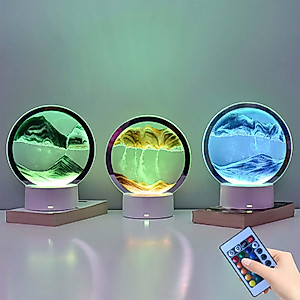 Three-Dimensional Sand Painting Table Lamp, Moving Hourglass Decorative Ambient Lamp, Dynamic Sandscapes Relaxing, Living Room Bedroom Desktop Art for Home Office Decor (Yellow)