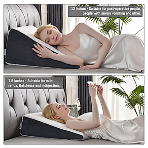 Cosmoluxe 7.5" Bed Wedge Pillow with Cooling Memory Foam Top, Triangle Pillow for Acid Reflux, Heartburn, Snoring, and GERD Relief, Headboard Wedge to Reduce Neck and Back Pain