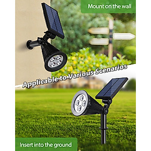 4 Pack Solar Powered Spot Lights Outdoor Waterproof LED Outside Landscape Spotlights Lighting for Trees, Flag, Plant, Wall, Yard, Garden, Backyard, House, Pathway, Adjustable Auto On/Off Uplighting