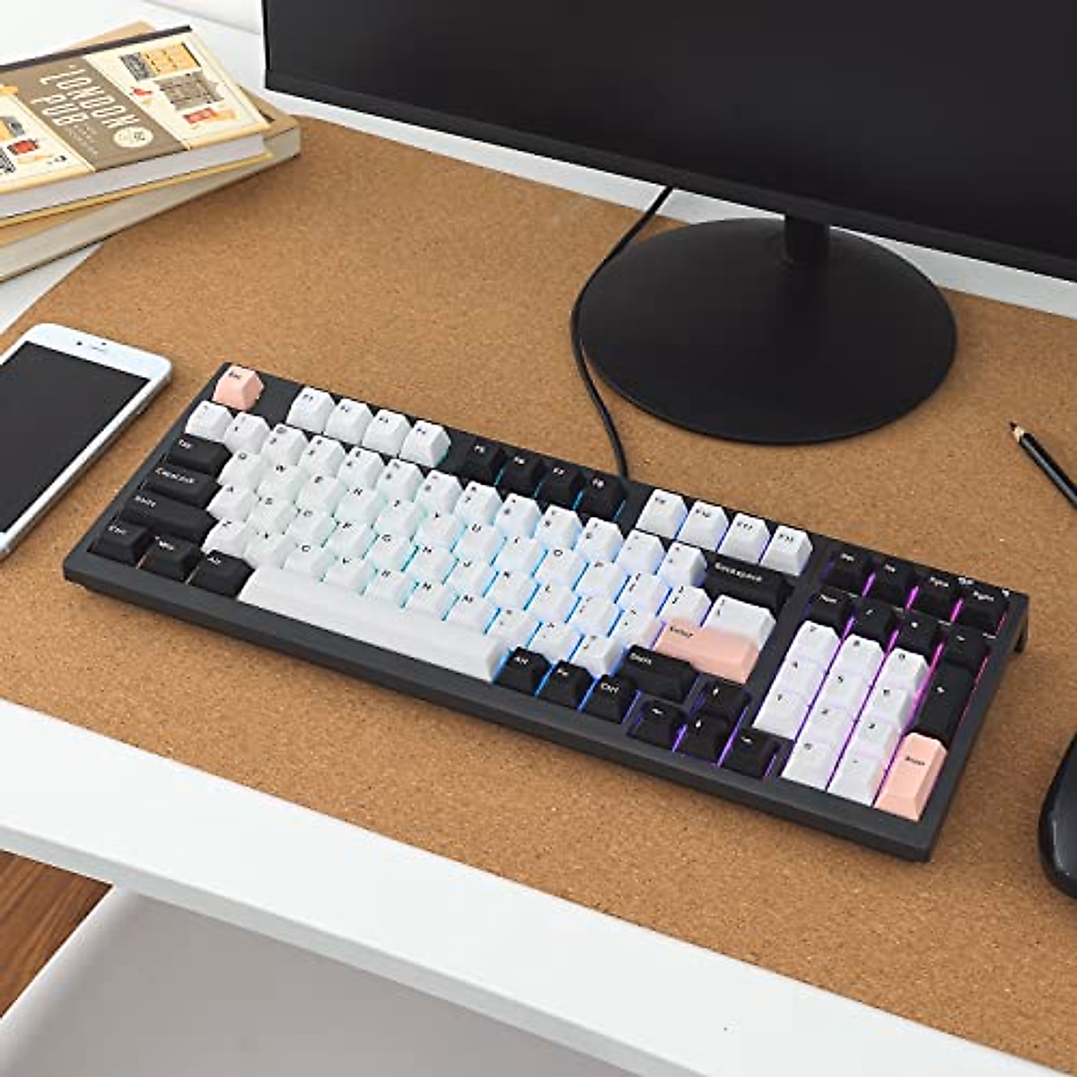 FL ESPORTS FL980 96% 1800 Layout Wired Mechanical Keyboard, 98 Keys RGB Hot Swappable Programmable Gaming Keyboard w/Light Tactile Kailh Box White Switches, Durable PBT Keycaps, (Olivia)