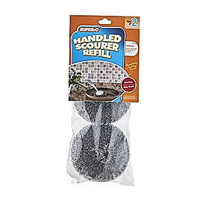 Superio Grill Scraper BBQ Brush with Long Handle and 2 Refills Blue- Grill Cleaner Stainless Steel Scourer for Barbecue, Frying Pan, Pot, Porcelain, Weber Gas, Charcoal Grill