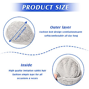 Syhood Foldable Ear Warmers Adjustable Knitted Earmuffs with Fuzzy Fleece Lining Unisex Furry Winter Earmuffs (Black, Grey, Heather Grey,3 Pieces), Adult size