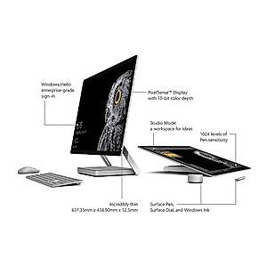 Microsoft Surface Studio All-in-one 28" 4500x3000 Touchscreen w/Surface Dial, i5, 8GB RAM, 64GB SSD+1TB HDD AIO PC, 4 Cores up to 3.50 GHz CPU, GTX 965M, Pen, Keyboard, Mouse, Win 10 Pro (Renewed)