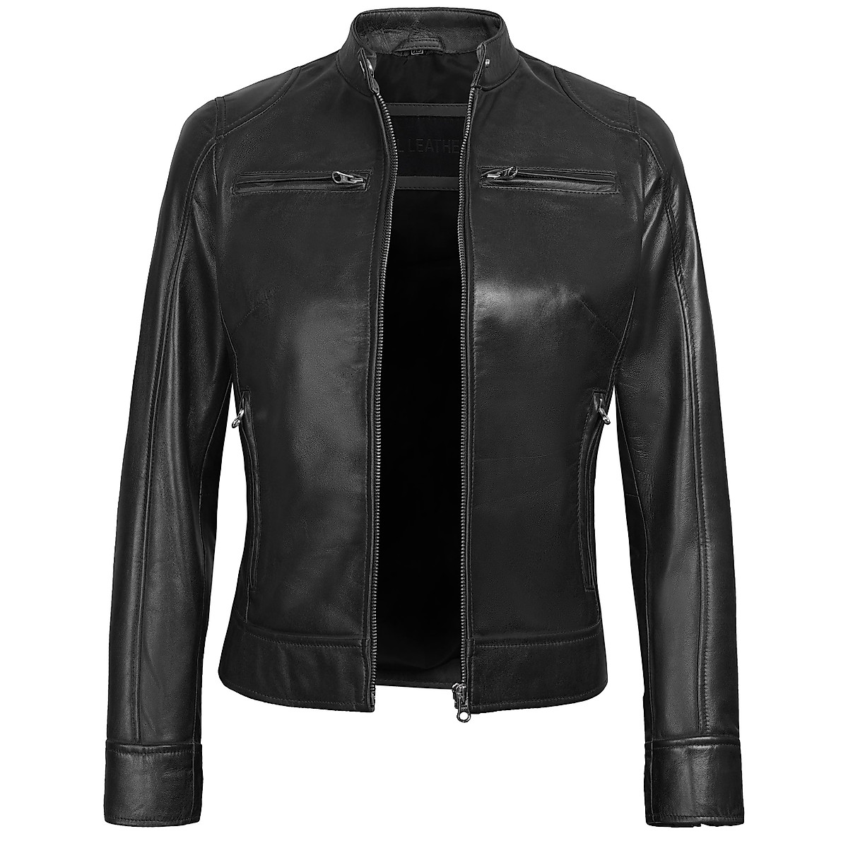 Decrum Womens Leather Jacket - Leather Jackets for Women | [1313764] Ddge Black, L