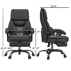 Vinsetto Kneading Massage Office Chair, Reclining Executive Office Chair, PU Leather High Back Computer Chair with Lumbar Cushion, Footrest, Adjustable Height, Black