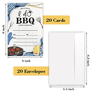 LONLONBANG I Do BBQ Invitations with Envelopes for Wedding Bridal Shower Couple Shower Invites Barbeque Picnic Grill Cook Out Invite Cards Rehearsal Dinner Picnic Party Invitations -L793