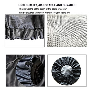 Spare Tire Cover Fit for Your SUV, Jeep, RV, Trailer, Truck, Waterproof Dust-Proof PVC Leather Tire Covers (15 inch for Diameter 27.56” - 29.53”)