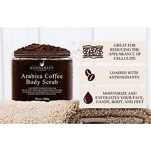 Handcraft Arabica Coffee Body Scrub for Skin Care and Face Care 20 oz – Exfoliating Body Scrub, Face Scrub and Foot Scrub for Men and Women – Moisturizing Salt Scrub for Age Spots and Smoother Skin