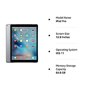 Apple iPad Pro 2 12.9in (2017) 64GB, Wi-Fi - Space Gray (Renewed)