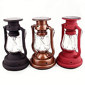 Outdoor Waterproof Solar Table Lamp Antique Solar Lantern Lights Hanging Lighting with 7 LED for Garden Camping Patio Outdoor Indoor (Red)