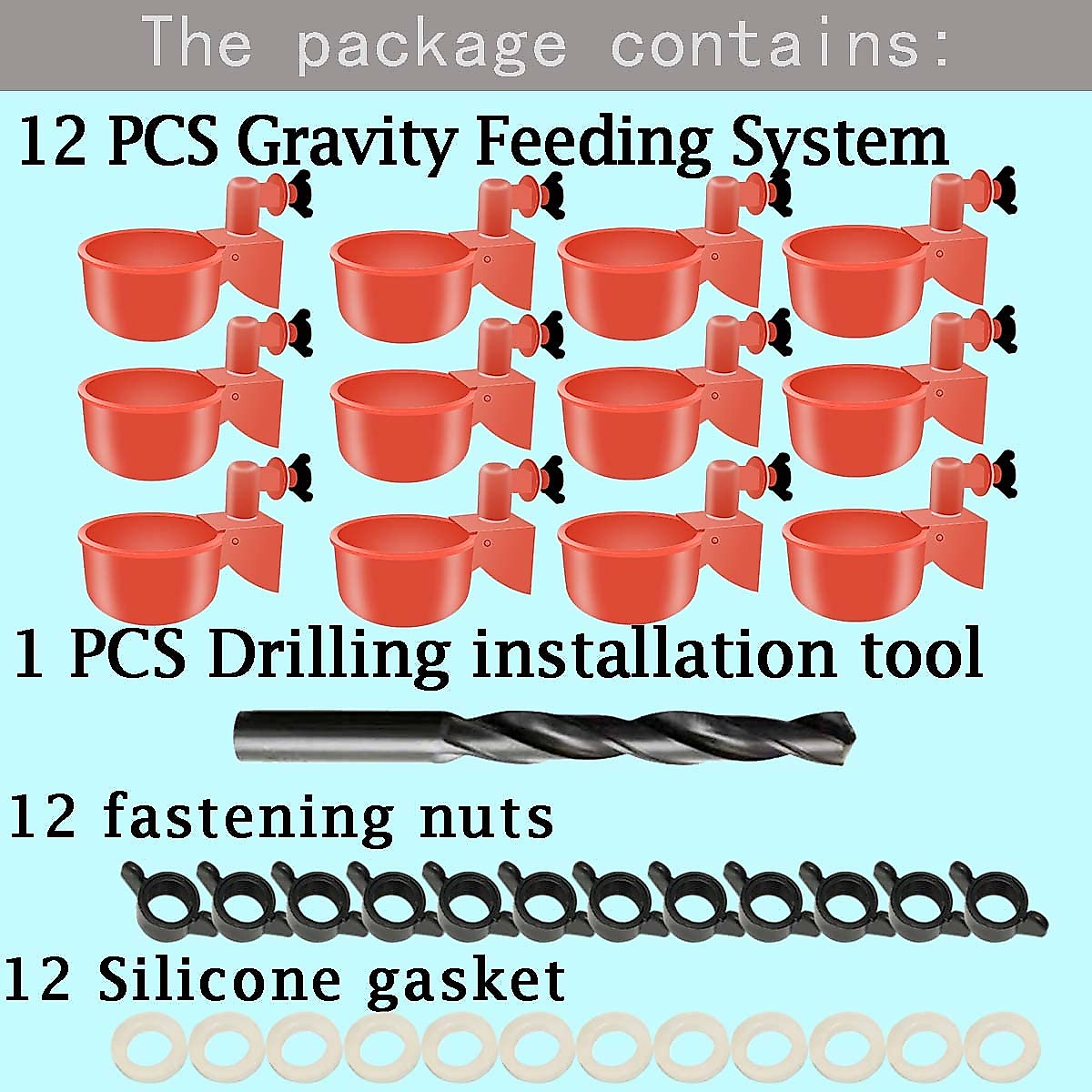 12 PCS Chicken Waterer,Chicken Water Cups,Chicken Feeder, No Waste Automatic Chicken Waterer, Keep It Clean Poultry Watering Cups,Free from Pollution Chicken Water Cup