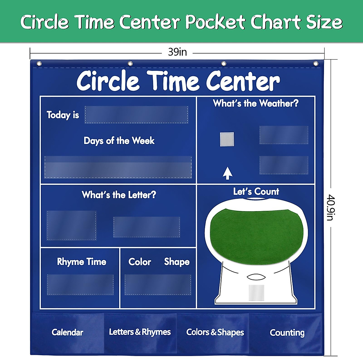 KIKIGOAL Circle Time Center Classroom Pocket Chart Educational Pocket Chart Teaching Materials Learning Calendar Weather Counting Letter Color Shape etc