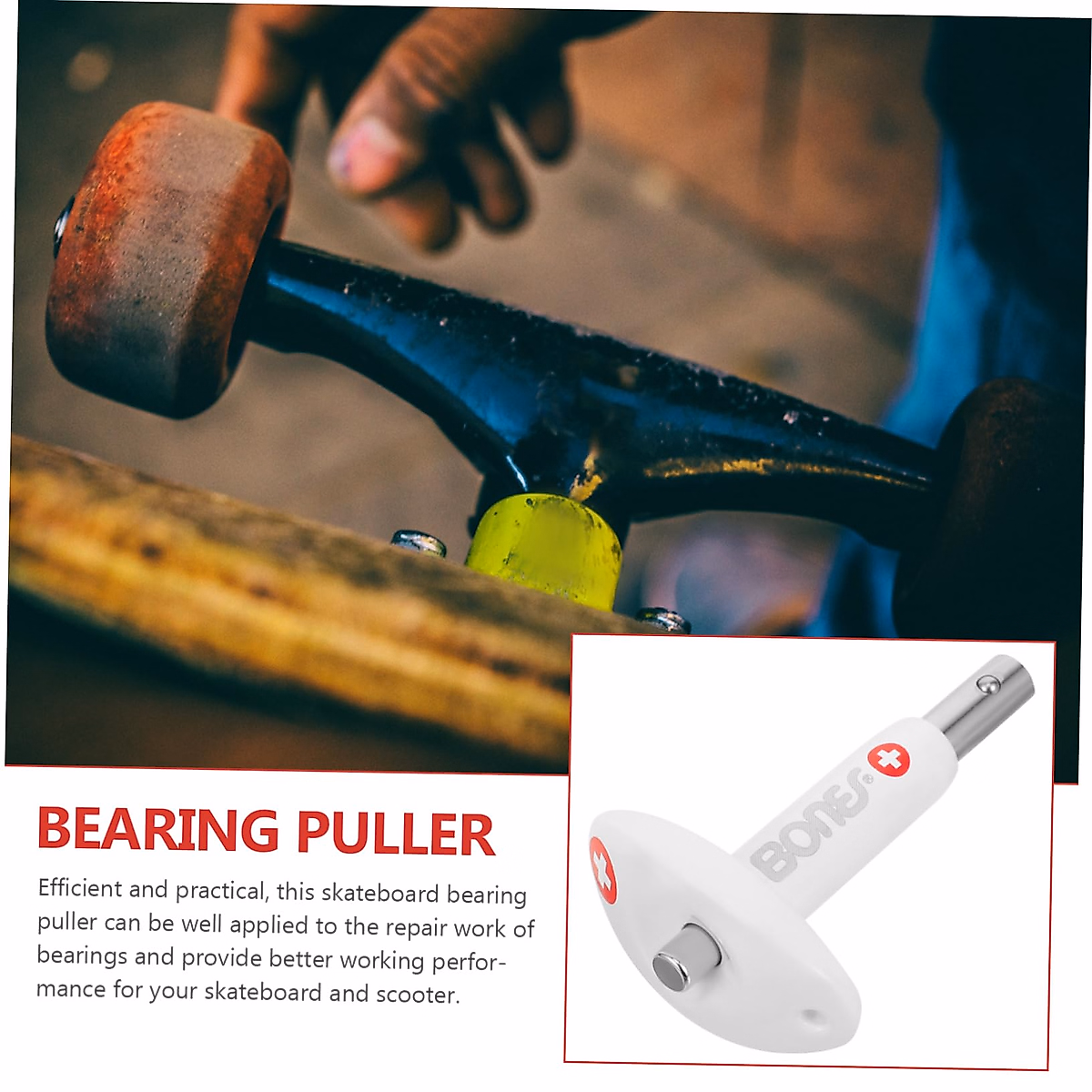 MERRYHAPY Skateboard Remover Tools Skate Disassemble Tool Bones Bearing Tool Wheel Bearing Puller Seal Puller Roller Skating Accessories Bearing Supplies Bearing Removal Tool Hub White Metal