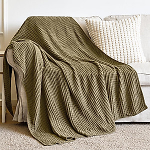 Xuyier Chunky Cable Knit Throw Blanket, Waffle Knitted Blankets for Couch Bed, White Warm Cozy Knit Woven Farmhouse Blanket Lightweight Travel Blankets for Sofa Living Room, 50"X60"