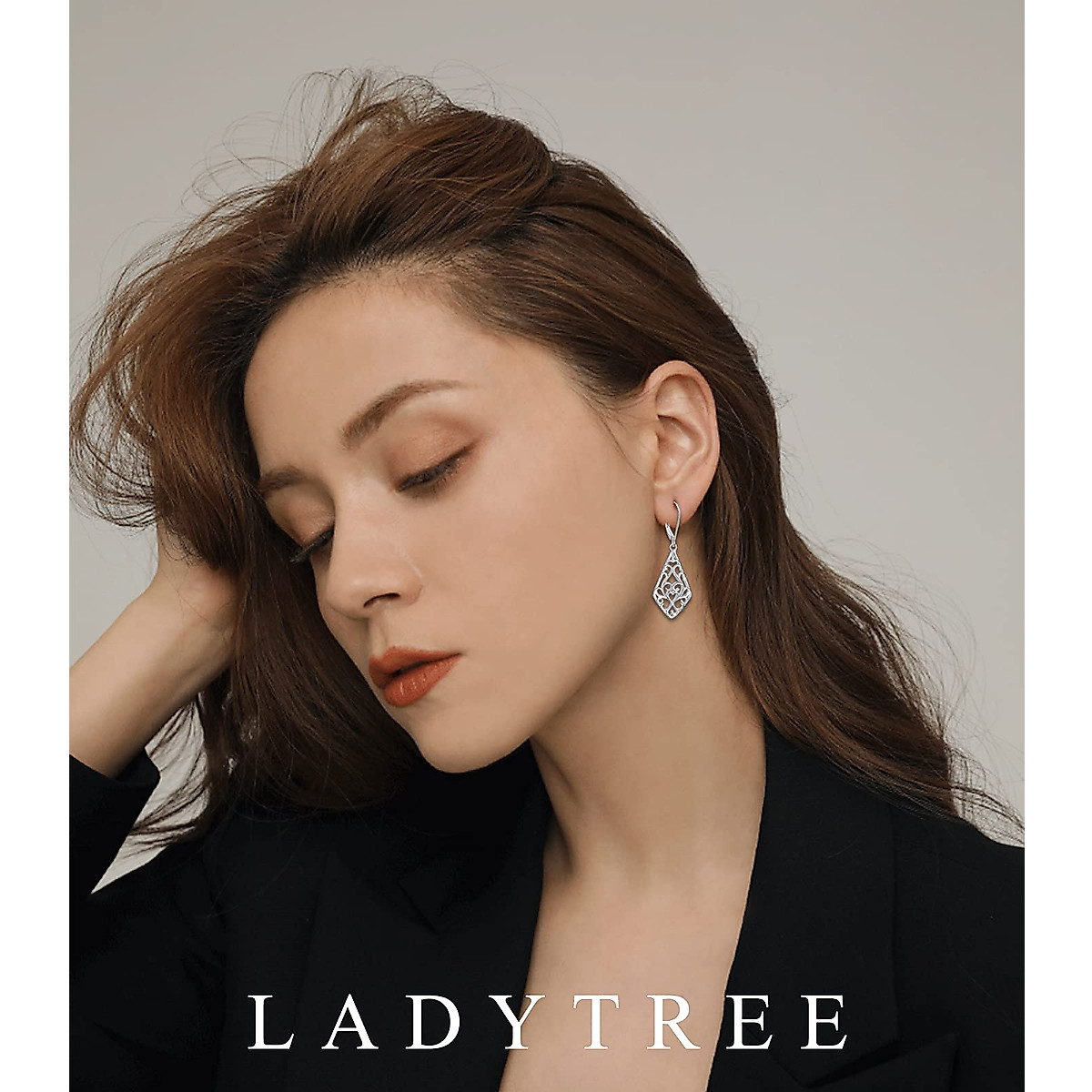 Kite Shaped Geometric Filigree Dangle Drop Leverback Earrings Sterling Silver Dangling Dangly Jewelry for Women