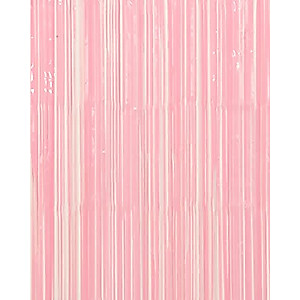 xo, Fetti Party Decorations Matte Pastel Pink Fringe Foil Curtain - Set of 2 | Bachelorette, Bridal Shower, Backdrop, Wedding, Birthday, Photo Booth