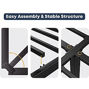 FSCHOS Bed-Frame-Queen, 12 Inch Metal Platform Queen-Size-Bed-Frame No Box Spring Needed, Heavy Duty Queen Size Bed Frame Easy Assembly, Noise Free, Black