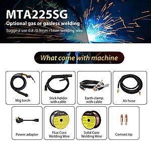 MTA225SG 3 in 1 Mig/Tig/Arc/Spool Mig Welder -Solid Welding Wire, ER70S-6 10-Pound Spool 0.030''