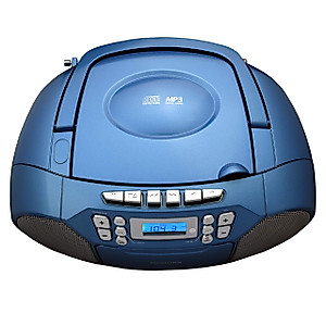 Toshiba TY-CKM39(L) Portable MP3 CD Cassette Boombox with AM/FM Stereo and Aux Input Metallic Blue