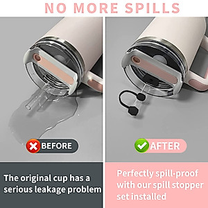 For Stanley Cup Accessories H2.0, Including 2 Stanley Cup Spill Stopper, 2 Stanley Straw Cap Cover, 2 Stanley Tumbler Leak Proof Plug, Silicone Accessories for Stanley 40 oz 30 oz Tumbler with Handle