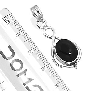 JEWELOPORIUM Genuine Black Onyx 925 Sterling Silver Pendant for Women Gemstone Victorian Silver Pendant Necklace Birthday Gift Handmade Jewelry