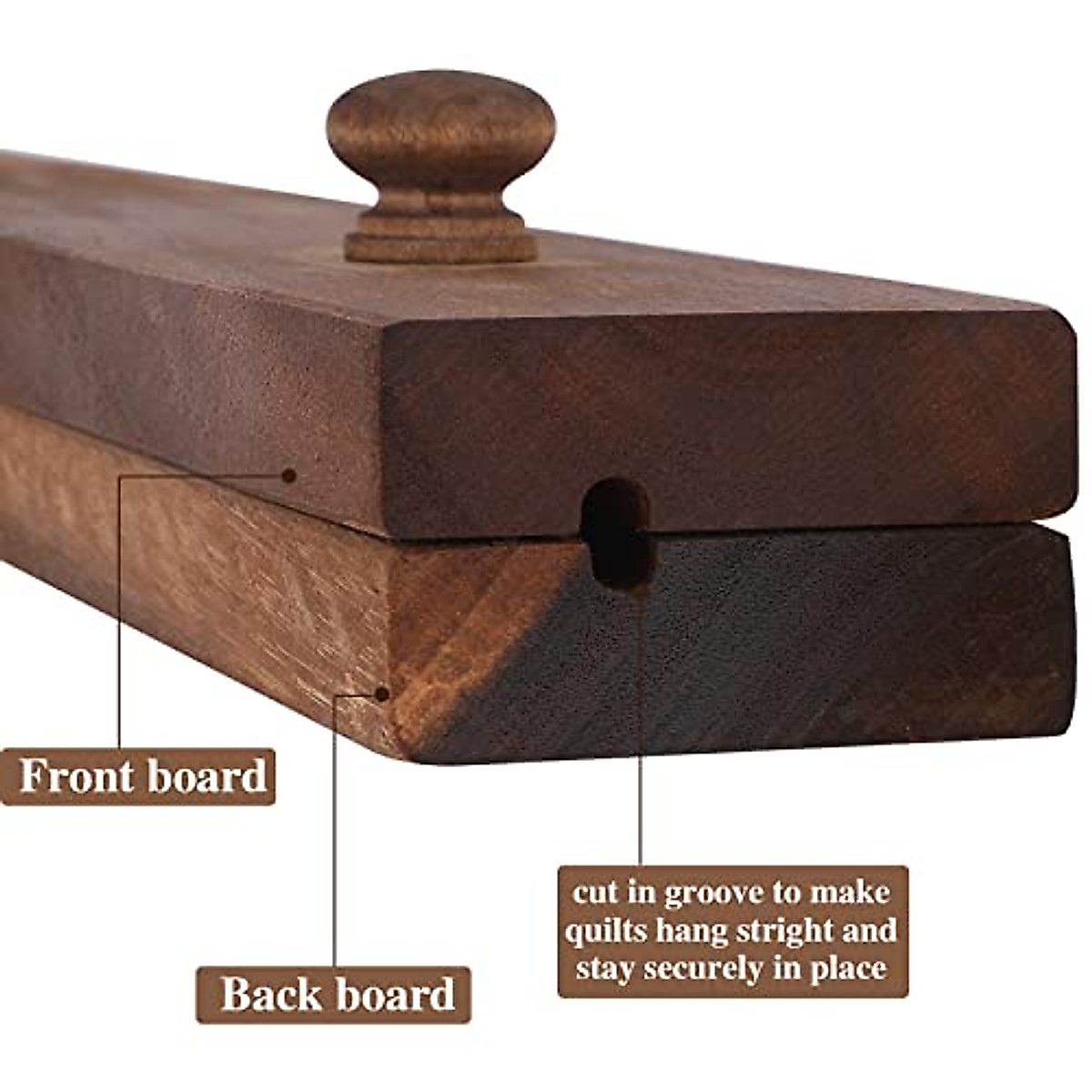 Tapestry Hangers for Walls, (36”) Wooden Quilt Hanger for Wall for Display, Rustic Quilt Rack for Tapestries, Quilts, Rugs (Dark Acacia Wood 36'')