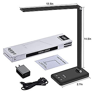 AFROG Multifunctional LED Desk Lamp,Rechargeable Table Lamp,with USB Charging Port,5 Lighting Modes,5 Brightness Levels,Touch Control,30/60 Min Auto Timer,Eye-Caring Office Lamp,5000K,8W