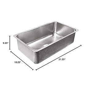 Sinkology K1408-BB62 Taylor Undermount 31.25 in. Single Bowl Brushed Crafted Grid and Strainer Drain Stainless Steel Kitchen Sink Kit
