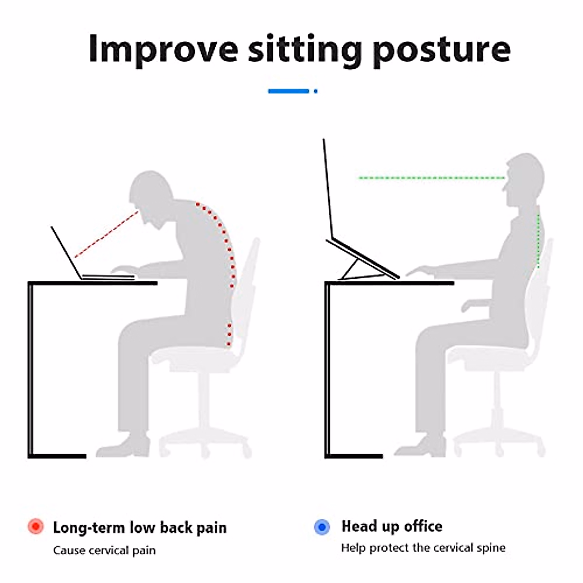 LIENS Laptop Stand Laptop Riser Computer Stand for Laptop Foldable Portable Aluminum Laptop Stand Adjustable Compatible for 10 to 15.6” Laptops (Silver)