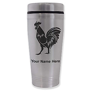 LaserGram 16oz Commuter Mug, Rooster, Personalized Engraving Included