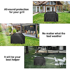 Anti Dust Rain BBQ Grill Cover UV Resistant Grill Covers with PU Coating for Family Dinners Accessories BBQ Grill Barbeque Cover for Home Garden Yard BBQ Tool UV Resistant Grill Covers with PU Coating