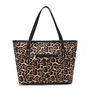 Tiwougel Women Purses and Tote Shoulder bag big Capacity Tassel Handbag-Leopard