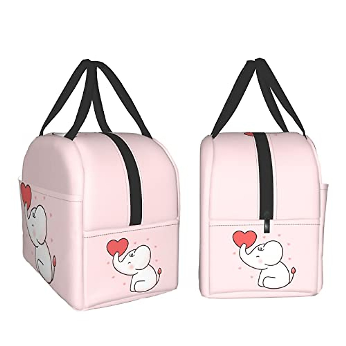 Lunch Bag Cute Elephant With Heart Animal Insulated Lunch Box Reusable Lunch Bags Meal Portable Container Tote For Men Women Work Travel Picnic