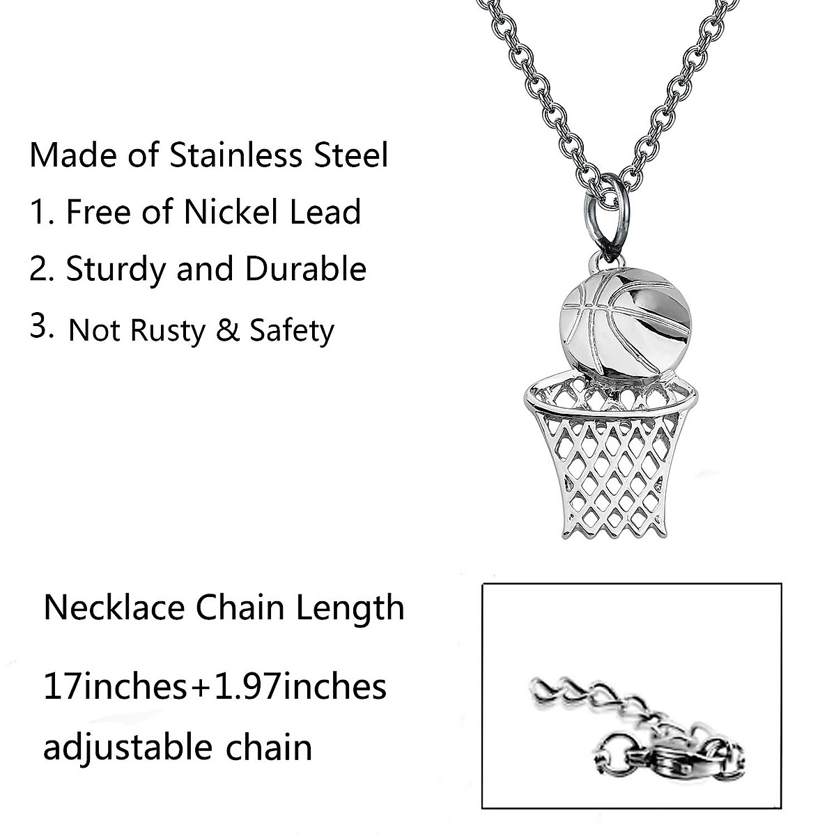 BNQL Basketball Lovers Gifts Necklace Basketball Hoop Sports Pendant Necklace Sports Jewelry Gifts for Men Boy Women
