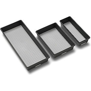 madesmart Classic 3-Tray Bin Pack - Granite | CLASSIC COLLECTION | Multi-Purpose Storage | Soft-grip Lining and Non-slip Rubber Feet | Durable | BPA-Free