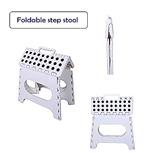 Fisiei Step Stool,13inch Step stools for Adults,Folding Step Stool,Folding Stool,Foldable Stool,Small Step Stool for Kitchen,Bathroom,Living Room,Bedroom, Office, etc.(White, 13inch)