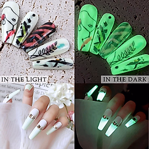 KYDA 2 Bottles Luminous Nail Gel Top Coat Set, Glow in the Dark Nail Gel Top Coat, Soak-off Nail Polish Top UV LED Gel Nail Gel, Universal Nail Seal Top Coat