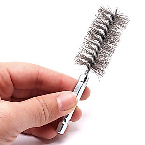 SWZHAI Bore Brush Stainless Steel 2 Pcs, Bore Brush for Drill with 1" Hex Shank Twisted, Round Wire Brush for Power Drill, Cleaner Bore Brush Set for Rust, Cleaning Tubes