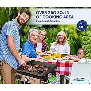 Flame King Flat Top Portable Propane Cast Iron Grill Griddle Tabletop for Outdoor Camping, Tailgating, Outdoor Cooking