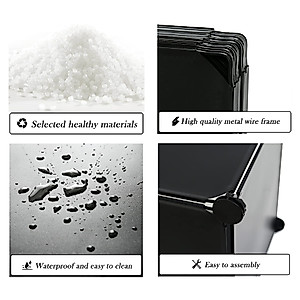 AWTATOS Storage Cube Organizer with Doors, Stackable Closet Shelf for Bedroom, Clothes Shelving Rack, DIY Square 9 Cubes Bookcase Bookshelf, Plastic Space Saver for Home, Living Room, Office, Black