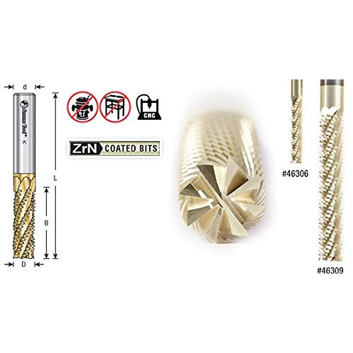 Amana Tool - 40304 CNC Solid Carbide ZRN Coated Honeycomb Cutting Hugger 1/8 Dia x 13/16 x