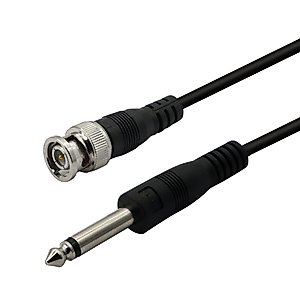 PNGKNYOCN BNC Male to 6.35mm 1/4 Inch Male Audio Cable，TS Mono Plug to BNC Plug Bidirection Connector Cable for CCTV DVR Camera Antenna Radio Etc.（2M）