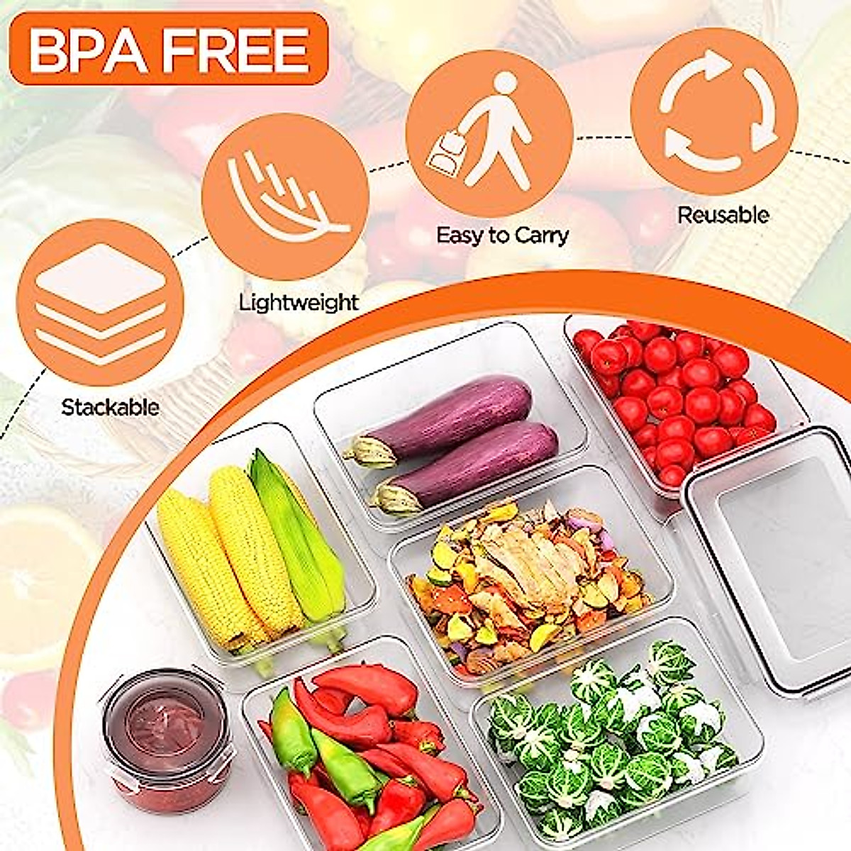 JSCARES Airtight Food Storage Containers - 28 Pcs (14 Lids & 14 Containers) BPA-Free Microwave Dishwasher/Freezer Safe Plastic Food Containers Set for Kitchen Organization for Meal Prep & leftover